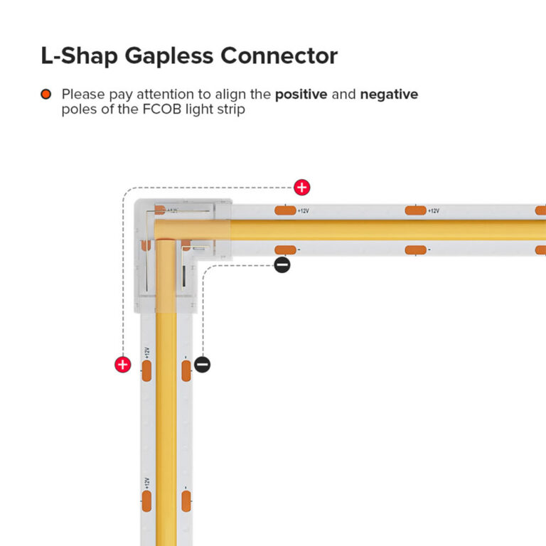 L Shape Transparent Solderless Connectors For COB LED Strips