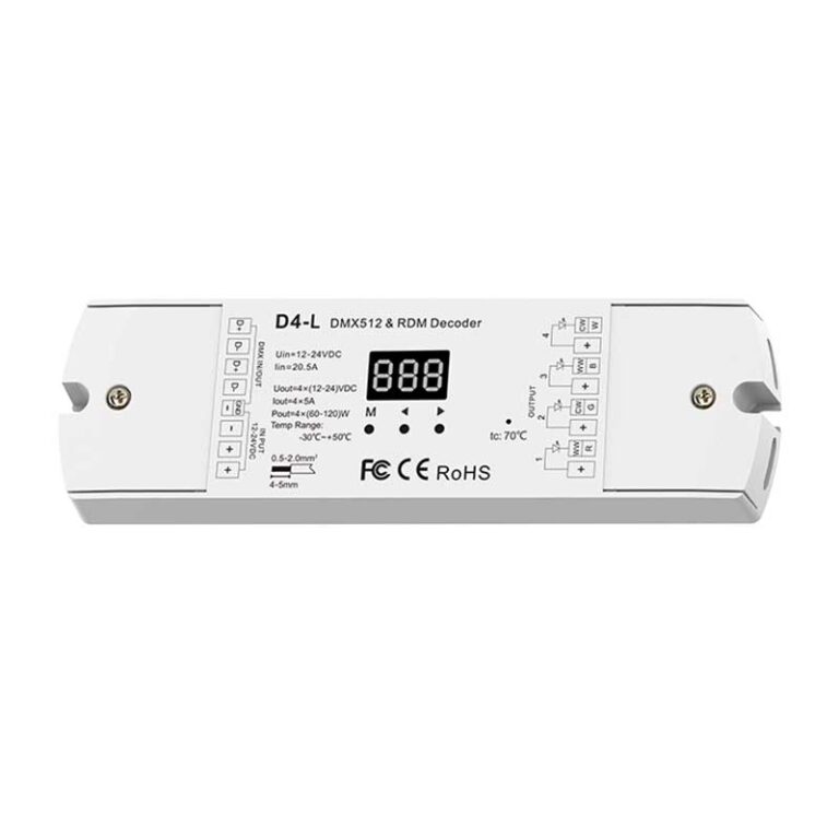 DMX Controller 4CH 20A 12V To 24V DC D4-L CV LED Decoder
